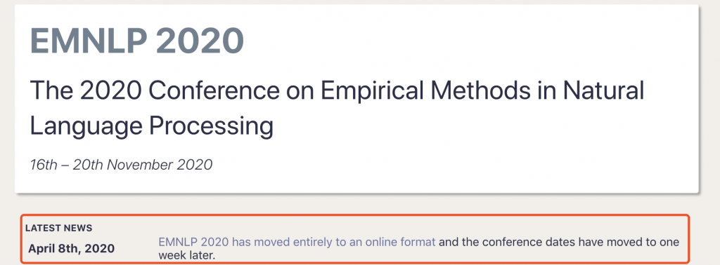 受疫情影响，EMNLP 2020将改为完全线上举行 – 量子位